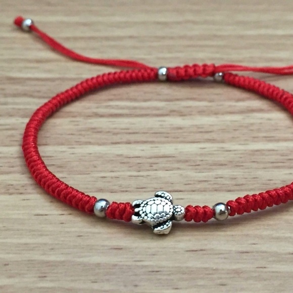 Handmade | Jewelry | Charming Silver Turtle Lucky Red String Bracelet ...